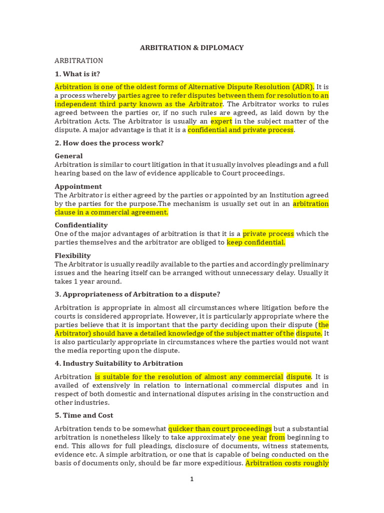 ARBITRATION Conciliation Mediation Adjudication | PDF | Mediation ...