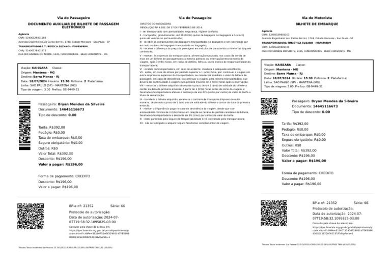 Bryan Mendes Da Silveira - 18-07-2024 15-30 - DABPe - DeÃ"Nibus App | PDF