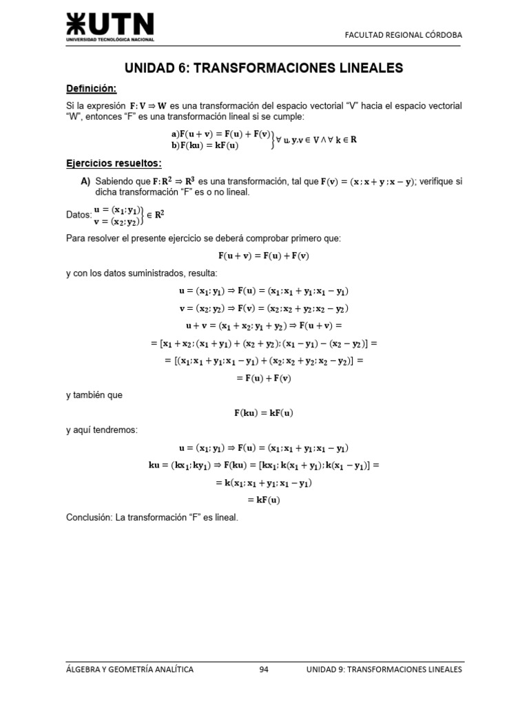 Transformaciones Lineales Resueltas | PDF | Mapa lineal | Base (álgebra lineal)