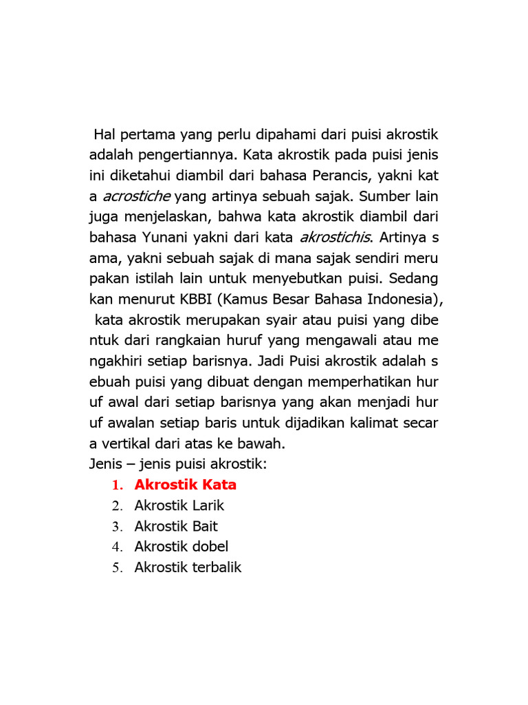 Panduan Menulis Puisi Akrostik | PDF