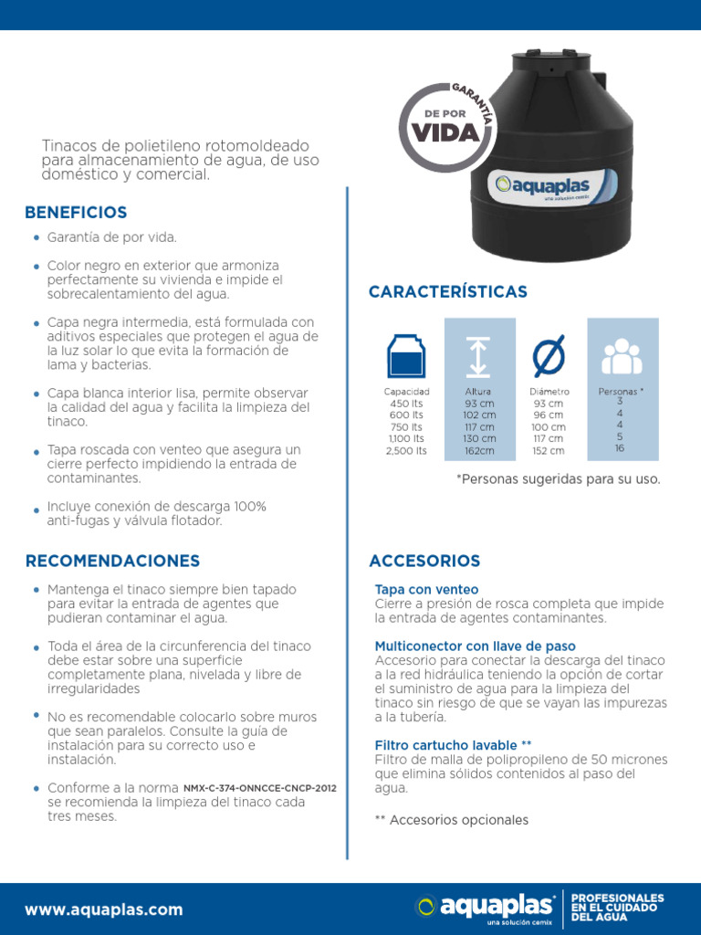 Aquaplas Catálogo Tinaco Negro | PDF | Agua