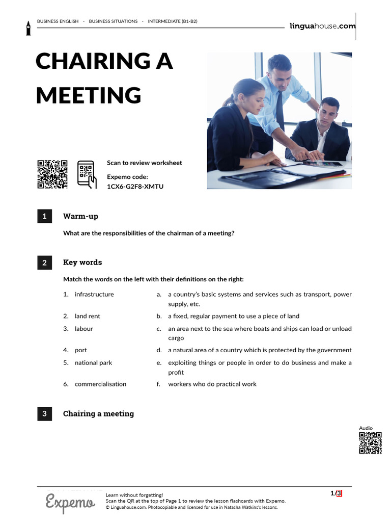 Chairing A Meeting British English Student | PDF | Career & Growth