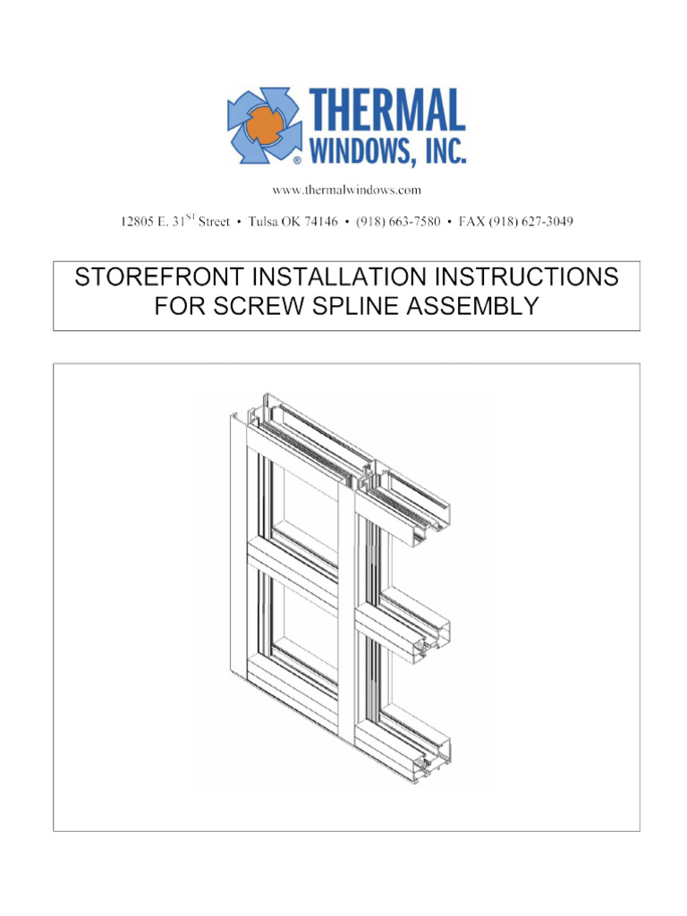 Storefront Installation Instructions For Screw Spline Assembly Author ...