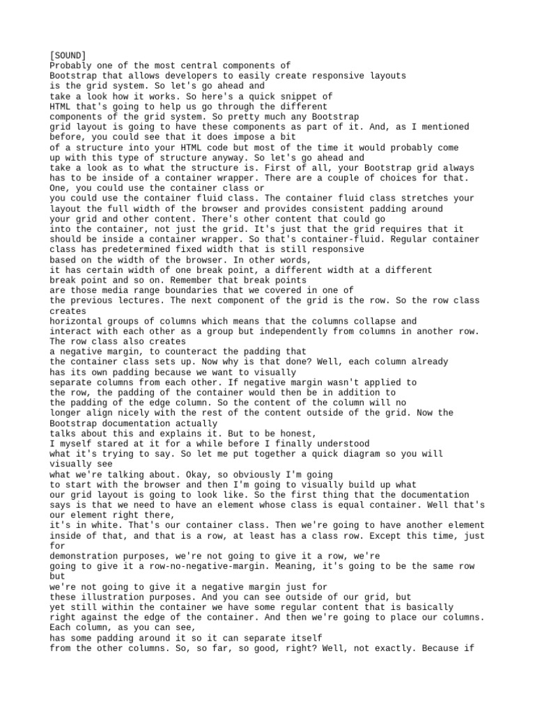 Part 1 The Bootstrap Grid System Pdf Bootstrap Front End Framework Page Layout