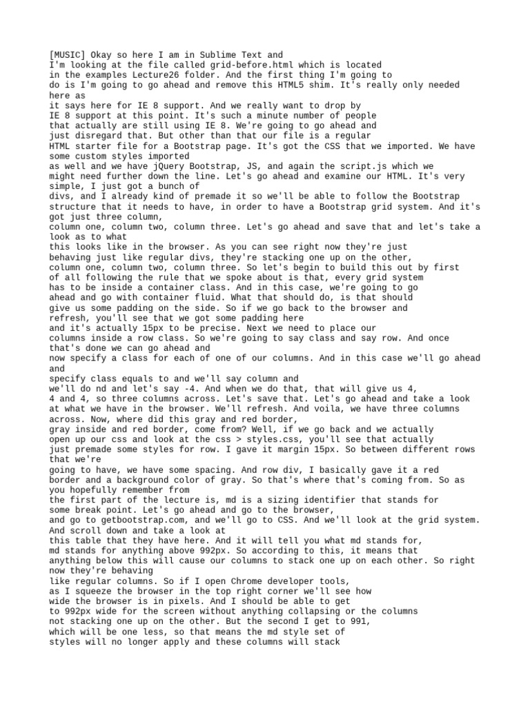 26 Part 2 The Bootstrap Grid System Pdf Bootstrap Front End Framework Page Layout