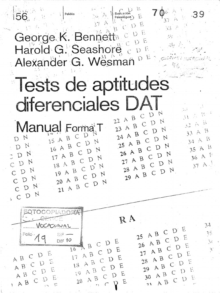 Bennett, G. Seashore, H. Wesman, A. (1999) - Test de Aptitudes ...