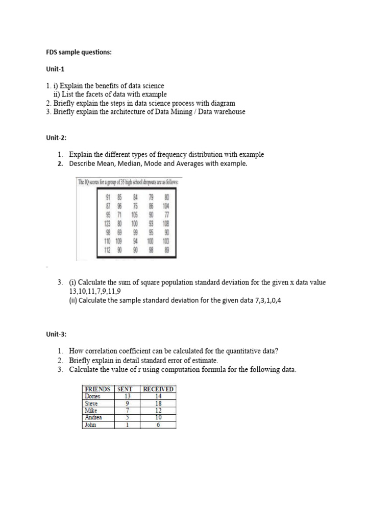 Data Science and Analysis Sample Questions | PDF | Computers