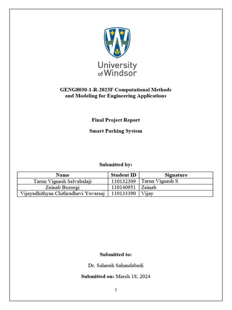 Smart Parking Final Report | PDF | Arduino | Internet Of Things