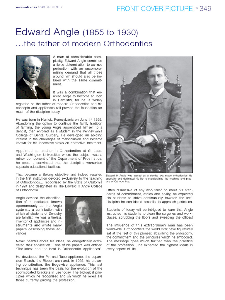 Edward Angle 1855 To 1930 The Father of Modern Ort | PDF
