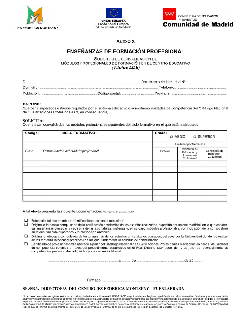 Convalidación Módulos FP | PDF