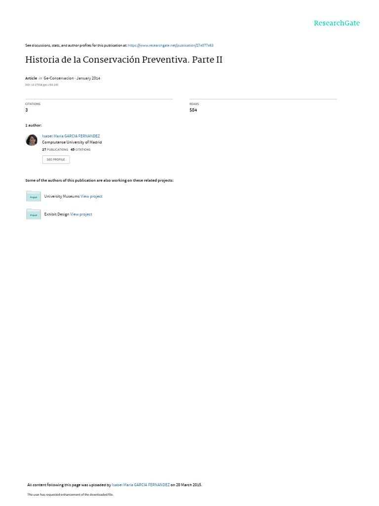 Historia Conservacion Preventiva II | PDF | Museo | Bienes (Ley)