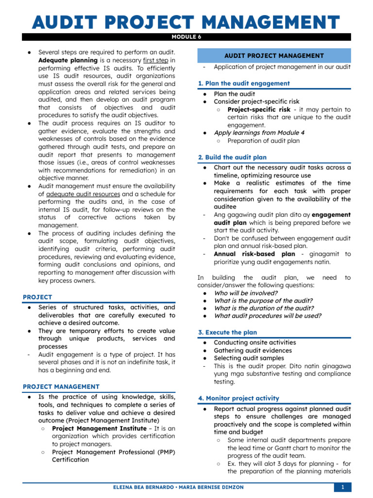 Module 6_ Audit Project Management | PDF | Audit | Project Management