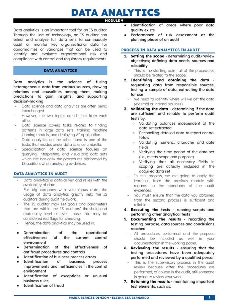 Module 9_ Data Analytics | PDF | Audit | Data Analysis