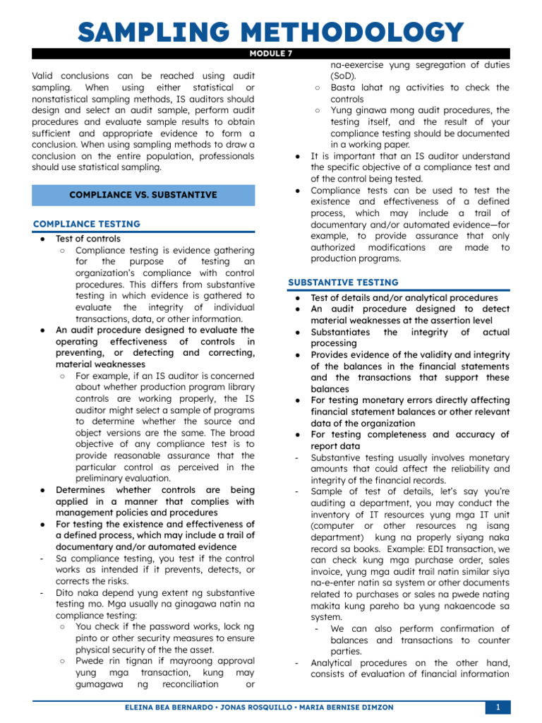 Module 7 - Sampling Methodology | PDF | Audit | Confidence Interval