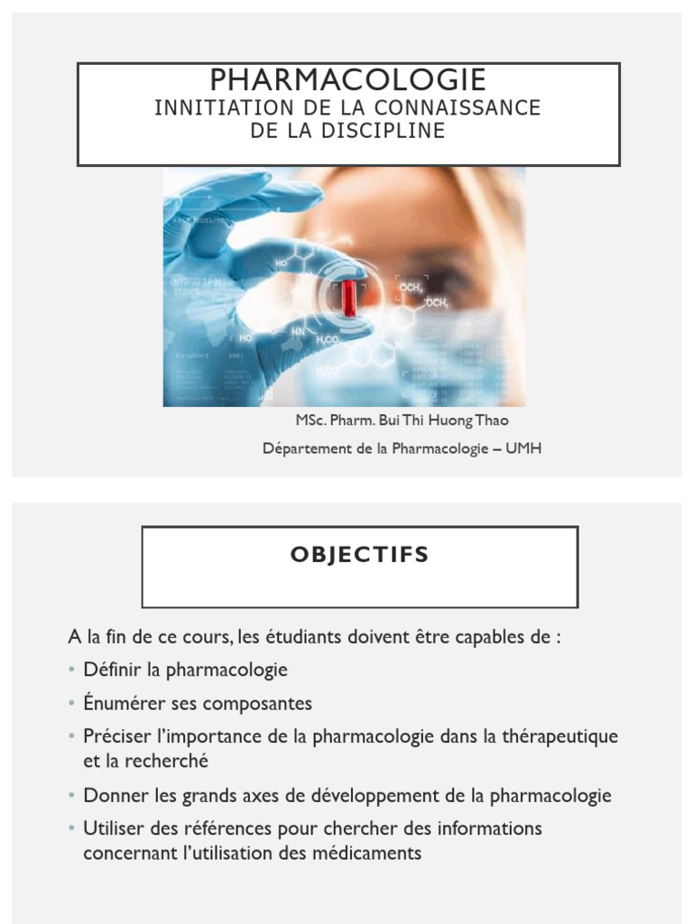Introduction à la pharmacologie | PDF | Pharmacologie | Sciences de la vie