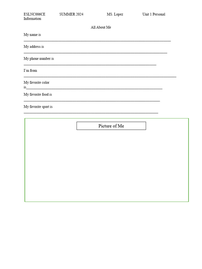 All About Me | PDF | Self-Improvement