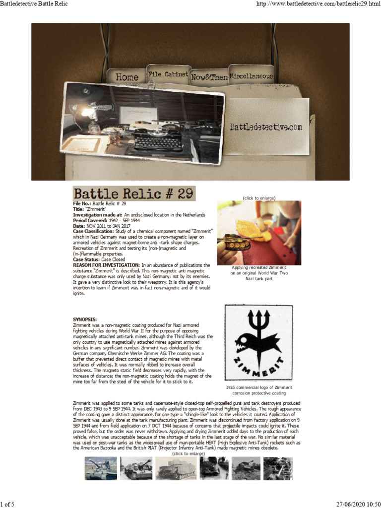 Zimmerit Battledetective Battle Relicc | PDF | Military Vehicles ...