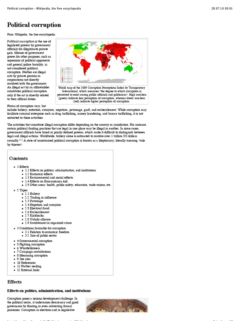 Political Corruption - Wikipedia, The Free Encyclopedia | PDF ...