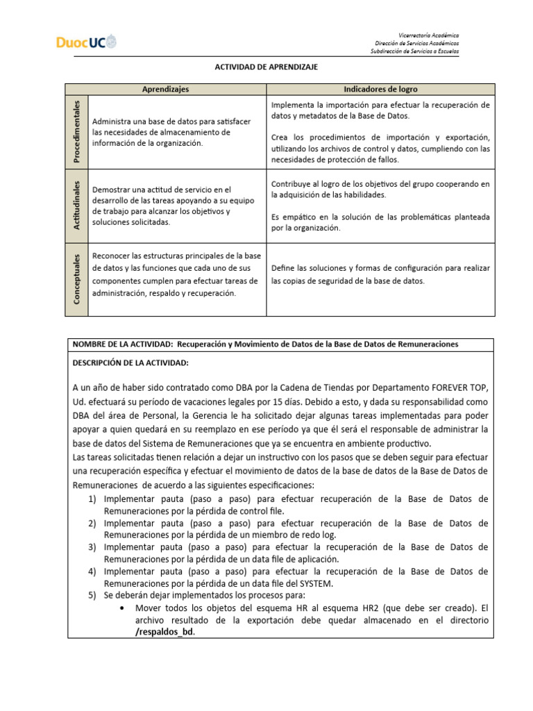 Recuperación de Datos en Oracle 11g | PDF | Bases de datos | SQL