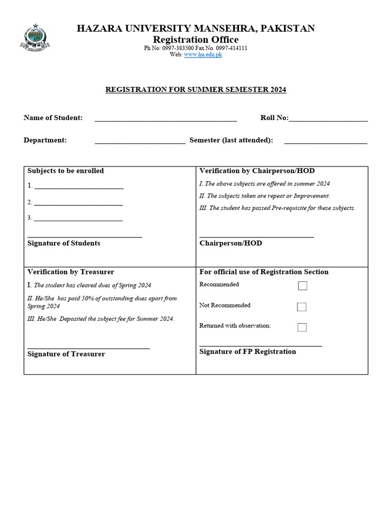 Proforma Summer 2024 | PDF