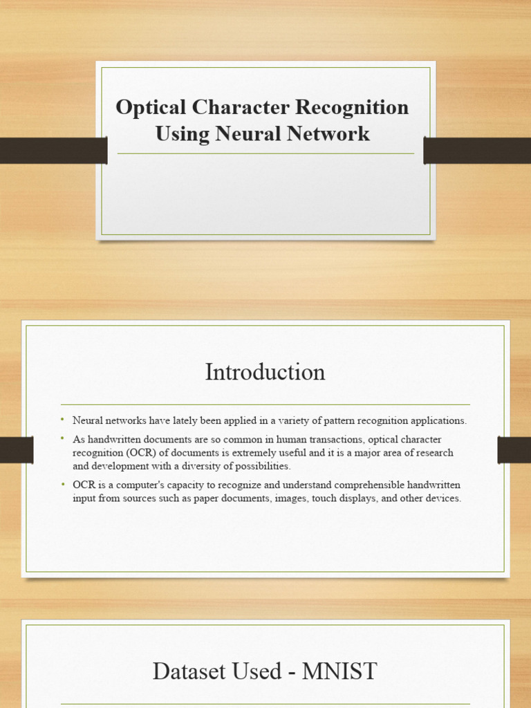 Optical Character Recognition Using Neural Network | PDF | Artificial Neural Network | Applied ...