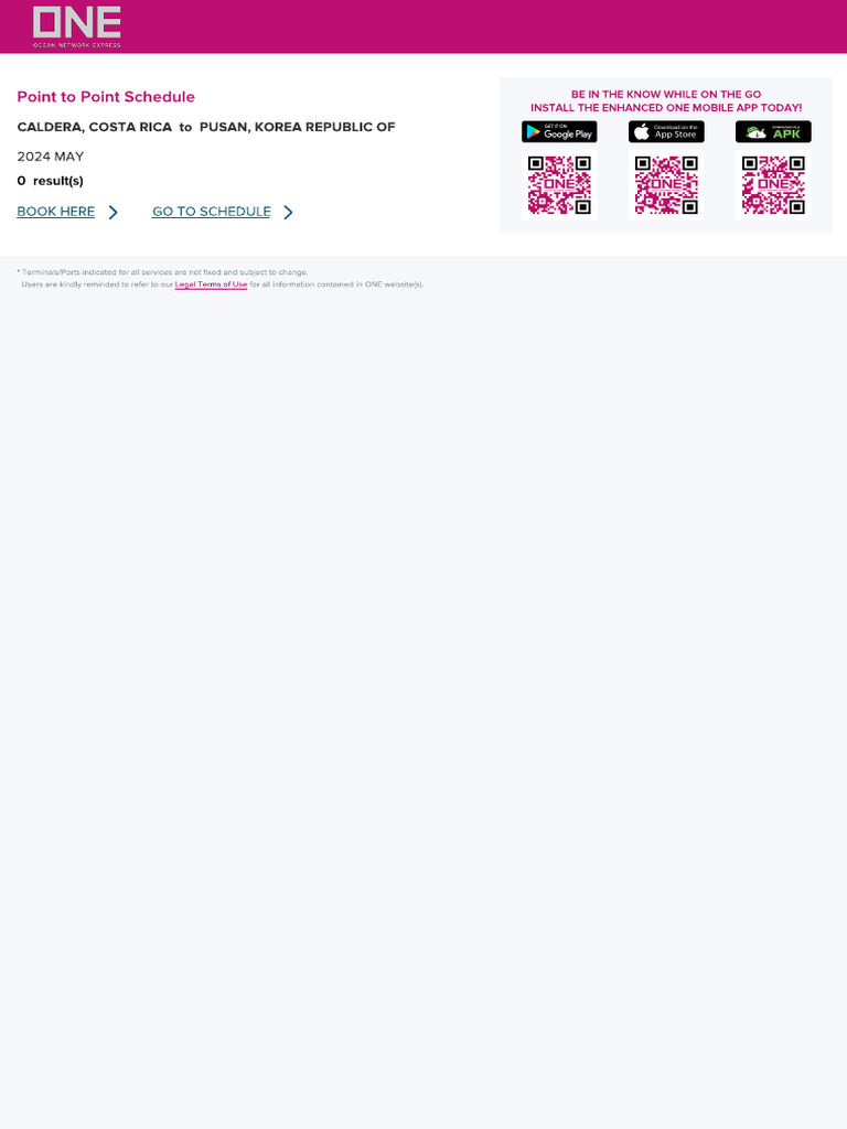 ONE P2P Schedule CRPTC To KRPUS 20240528 | PDF