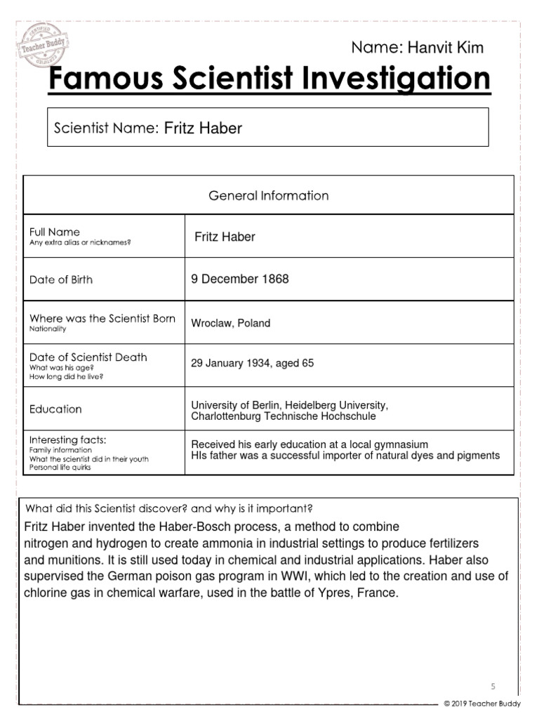 Fritz Haber Outline | PDF | History