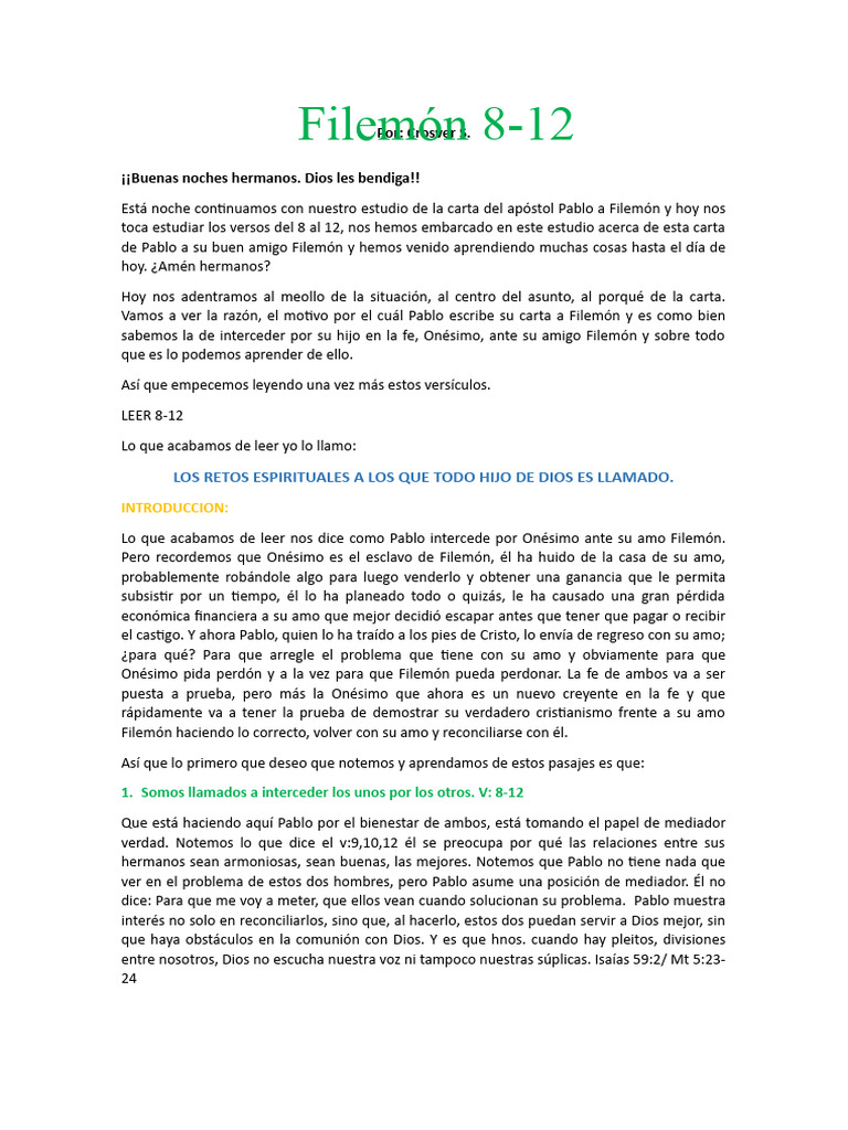 Filemon 8-12 | PDF | Amor | Pablo el apóstol