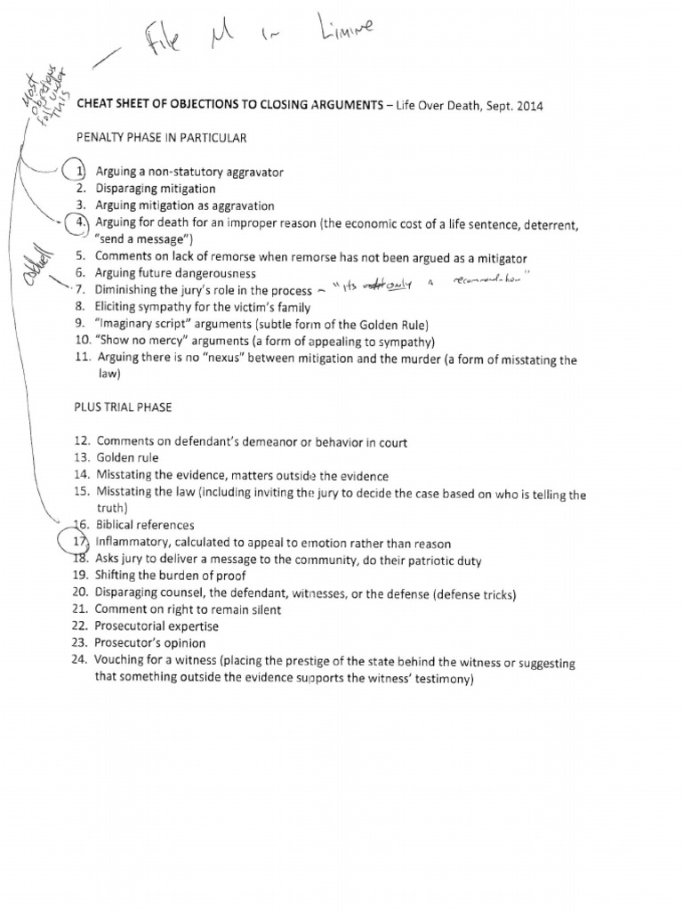 Death Cheat Sheet Objections SKMBT - C45114092717480 My Notes | PDF