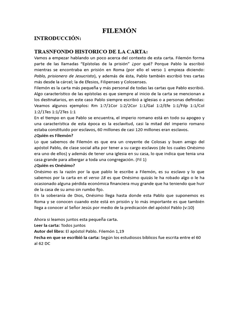 FILEMÓN | PDF | Epístola a Filemón | Pablo el apóstol