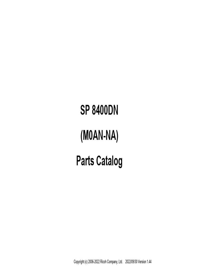 SP8400 Part Catolog | PDF | Manufactured Goods