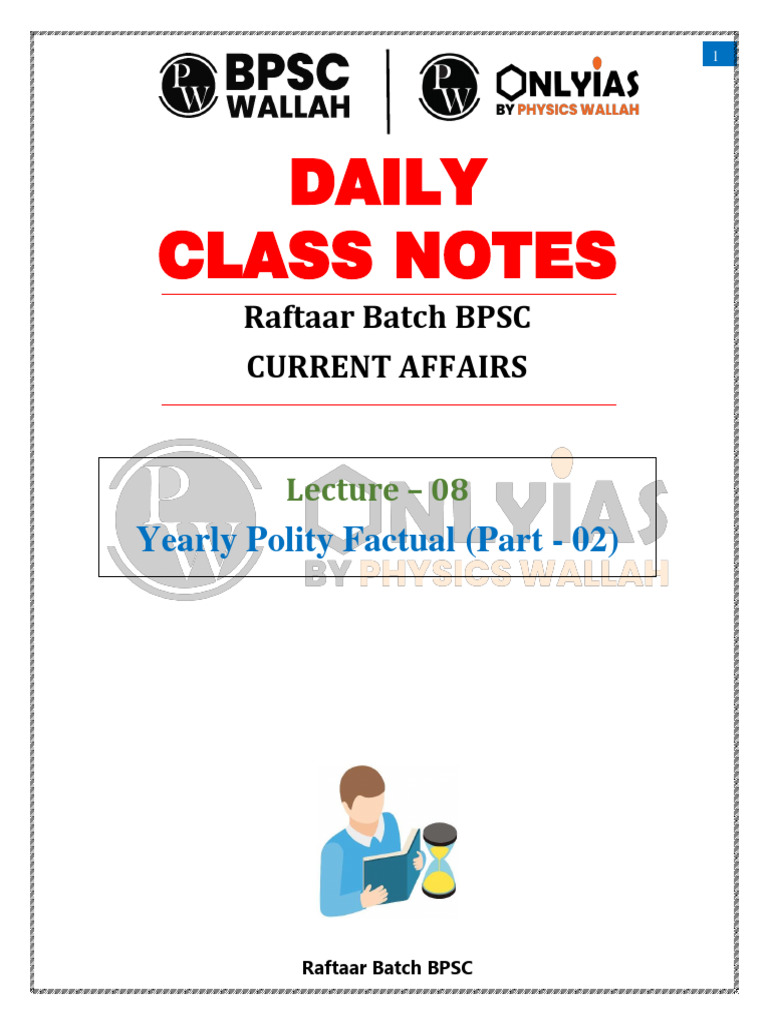 Current Affairs 08 - Daily Class Notes (English) | PDF | Food Safety