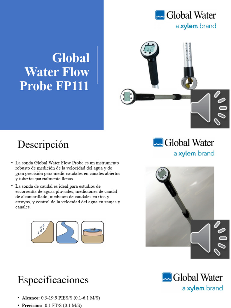 Presentacion Flow Probe | PDF | Descarga (hidrología) | Agua