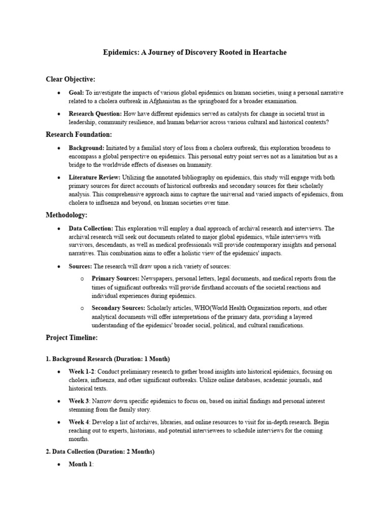 Epidemics Research Plan | PDF | Epidemics | Narrative