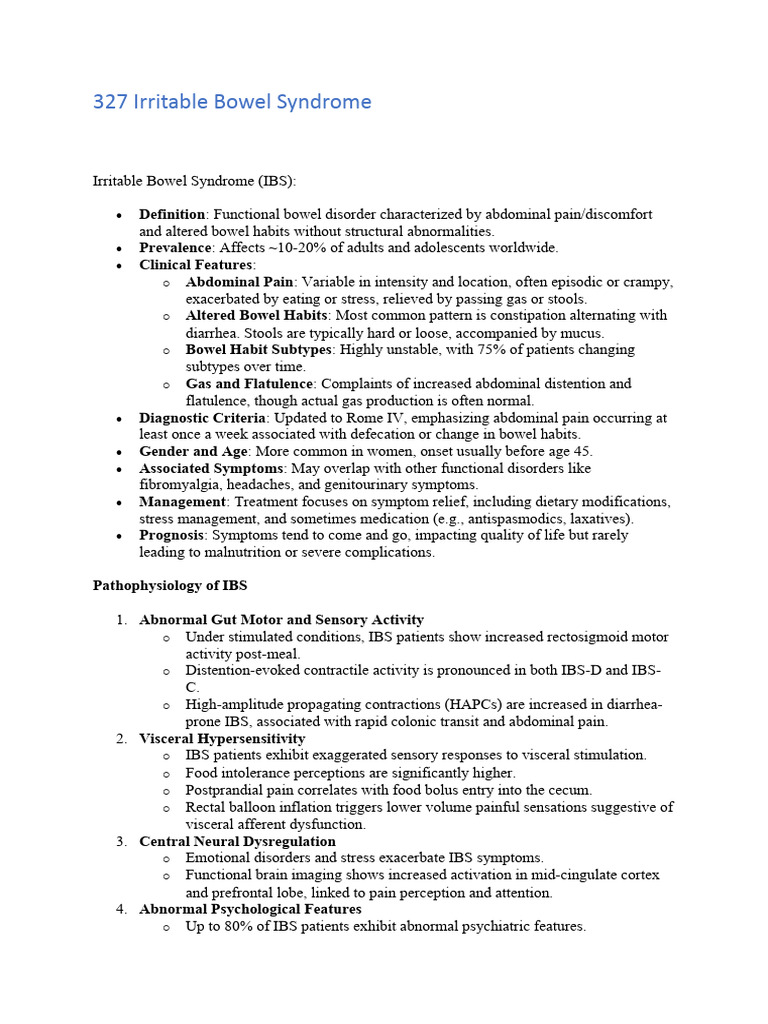 327 Irritable Bowel Syndrome | PDF | Irritable Bowel Syndrome | Constipation