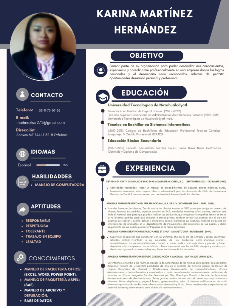 Curriculum KARINA MARTINEZ HERNANDEZ | PDF