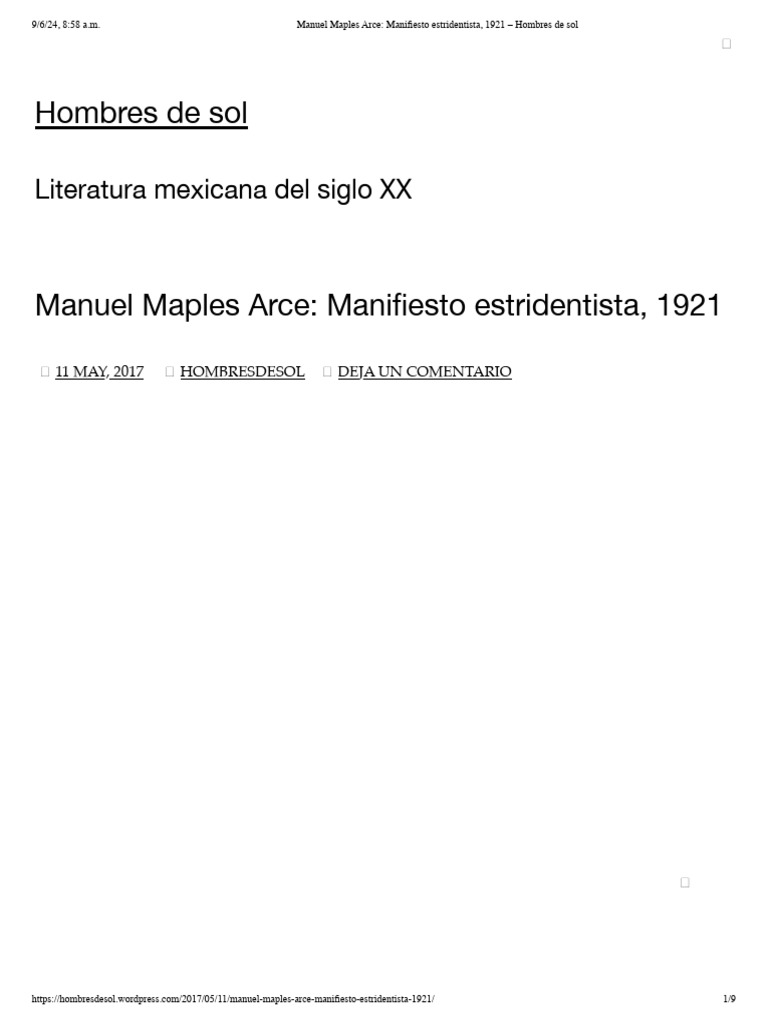 Maples Arce, Manuel - Manifiesto estridentista | Descargar gratis PDF ...