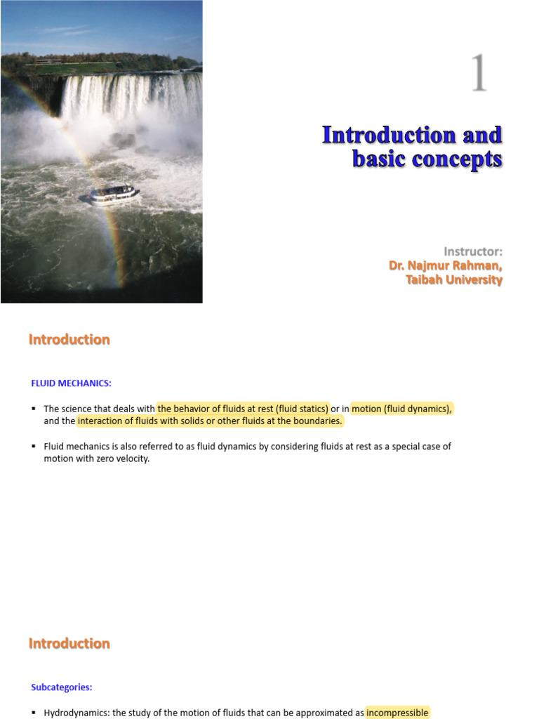 Chapter 1 Fluid Mechanics Pdf Fluid Dynamics Fluid