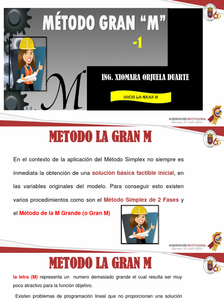 Método de la Gran M en Programación Lineal | PDF | Matemáticas ...
