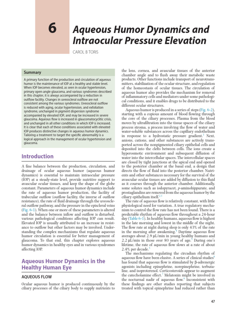 6 Aqueous Humor Dynamics and Intraocular Pressure Elevation | PDF ...