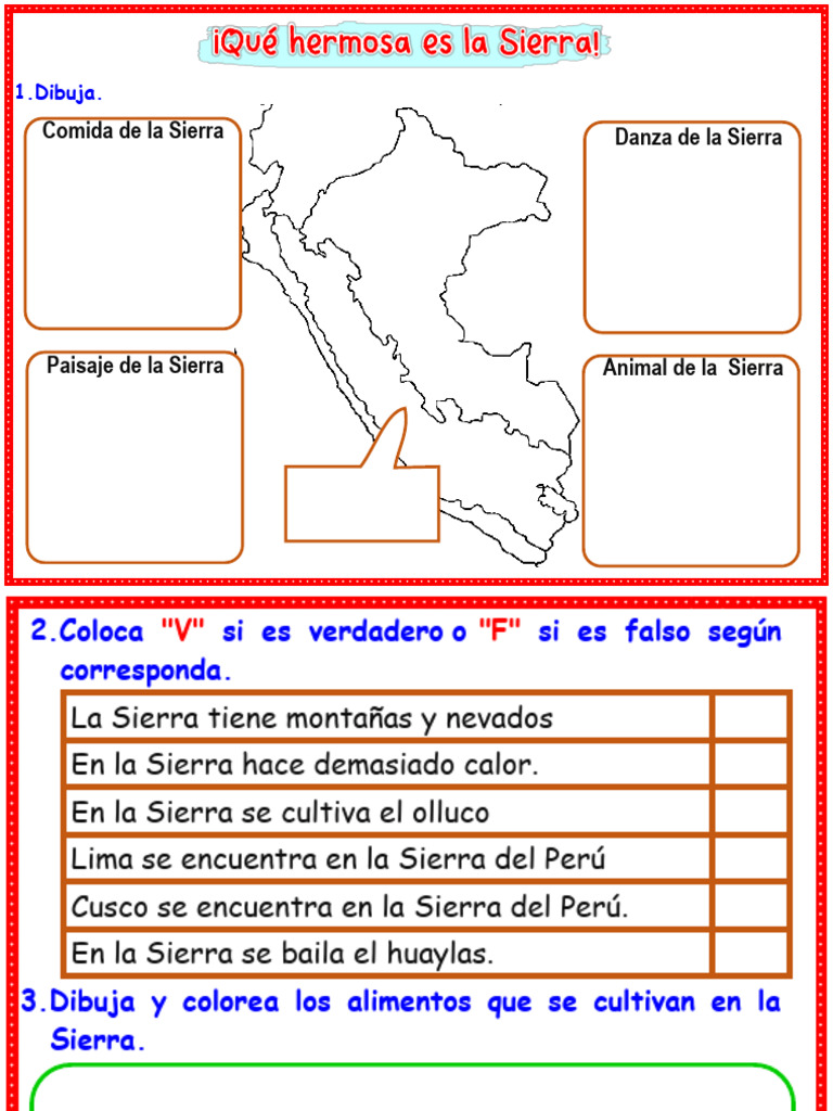 FICHA LA REGIÓN DE LA SIERRA Y SELVA | Descargar gratis PDF | Selva | Perú