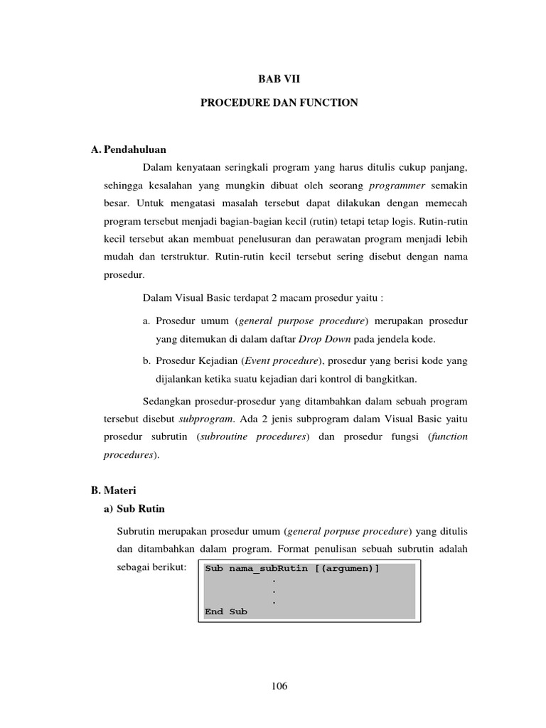 VISUAL BASIC - Procedure and Function | PDF