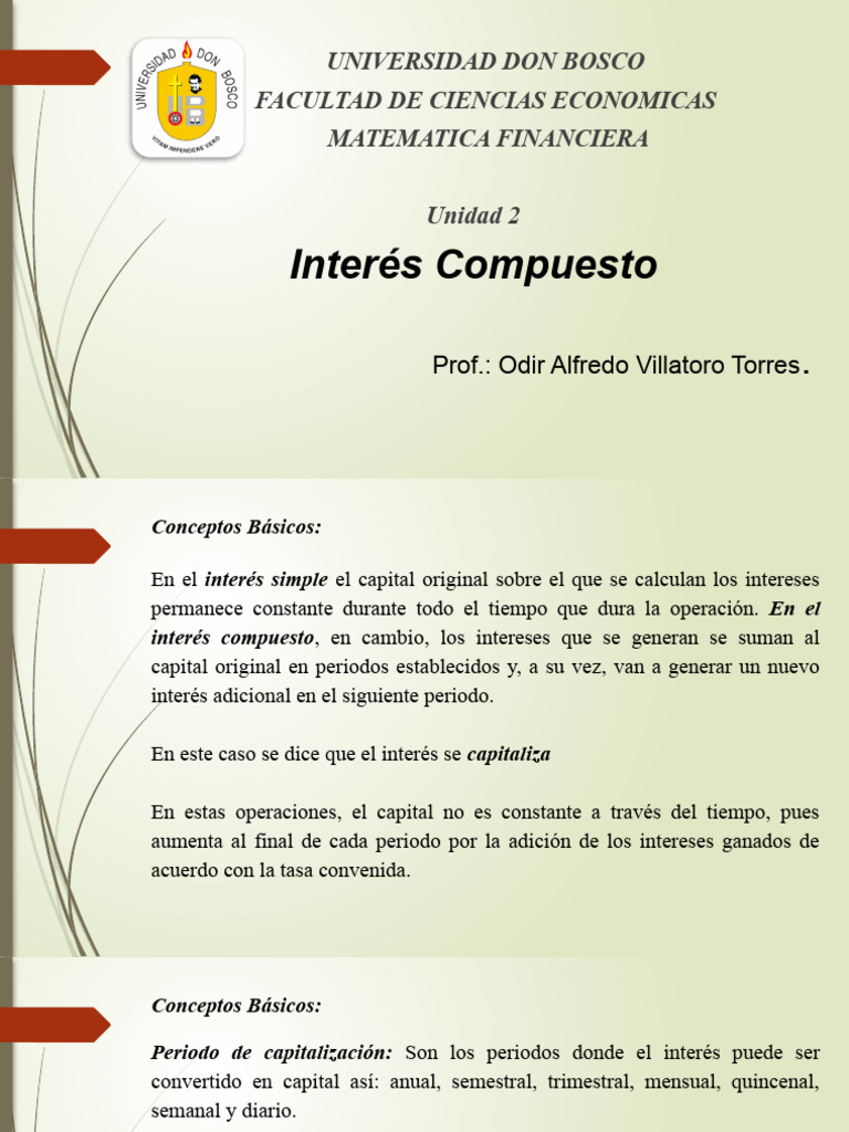 Clase 4 Interes Compuesto | PDF | Interés | Interés compuesto