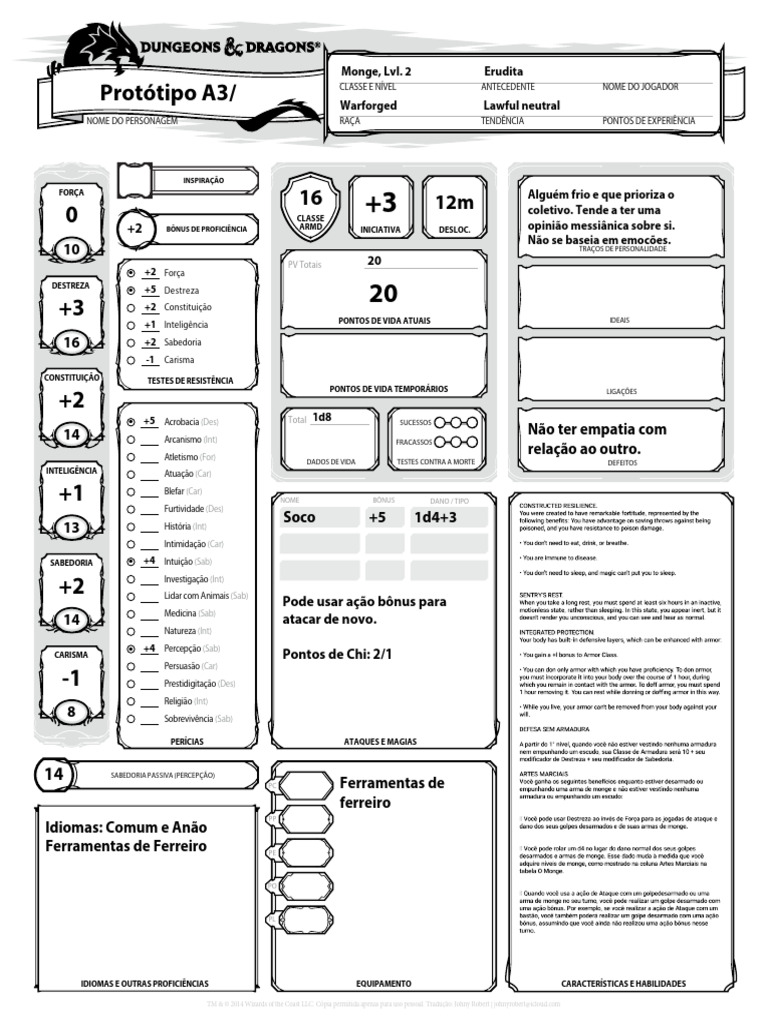 Ficha - Protótipo A3 | PDF | Sabedoria