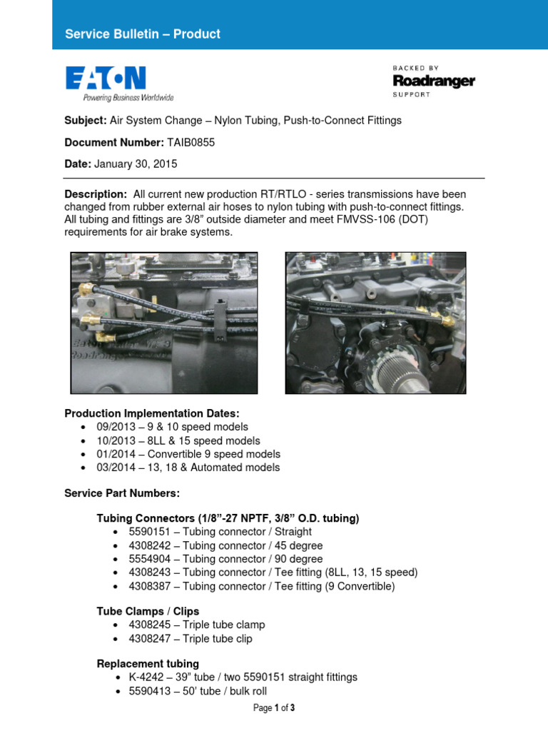 eaton-transmission-service-bulletin-TAIB0855-en-us | PDF | Pipe (Fluid ...
