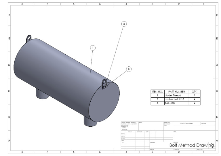 Bolt Method Drawing | PDF | Mechanical Engineering