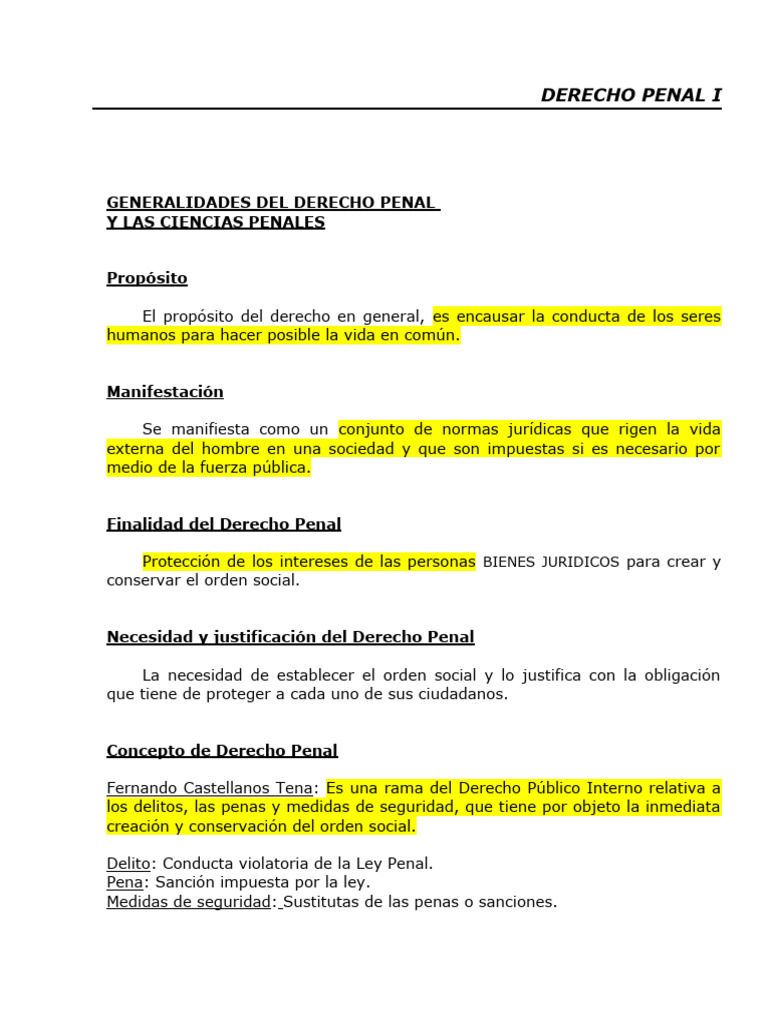 Derecho Penal 1 | PDF | Derecho penal | Castigos