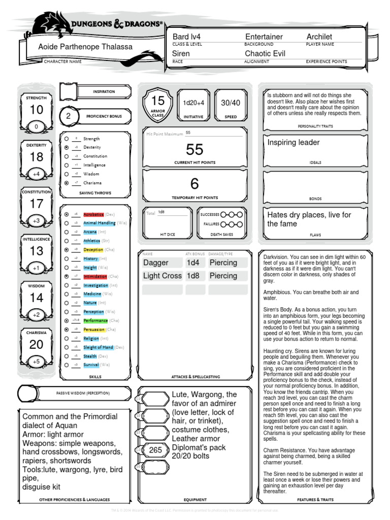 Aoide Parthenope Thalassa | PDF | D20 System | Role Playing Games