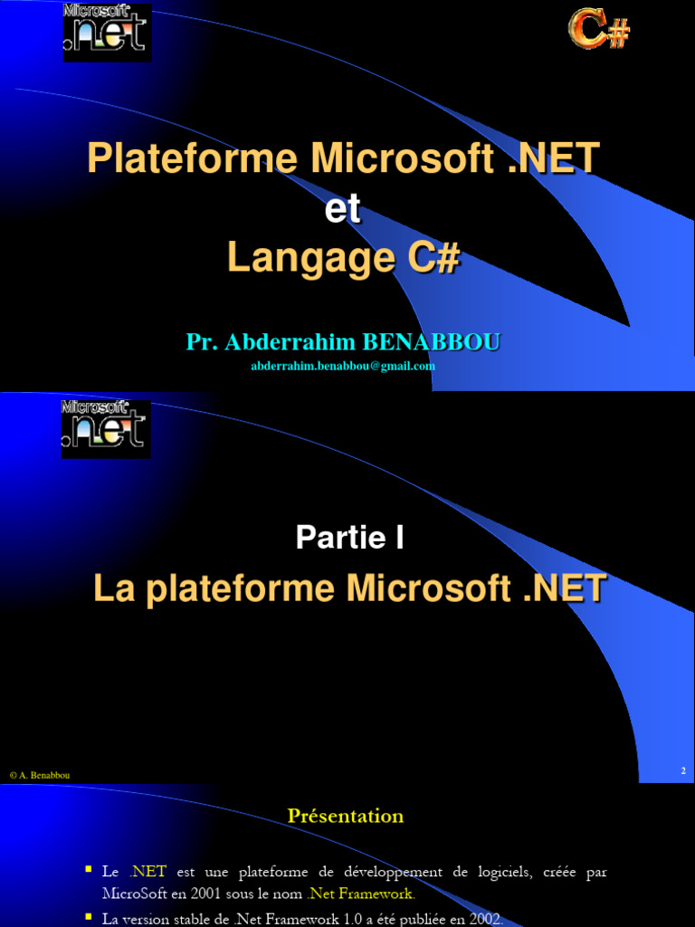 Introduction à la plateforme .NET et C# | PDF | C# (Langage de ...