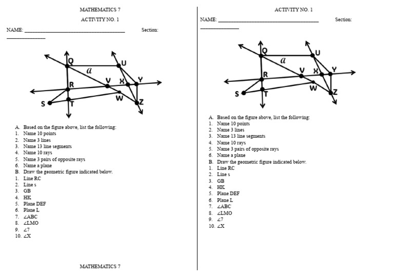 Activity Math 7 Basic Geometric Concepts | PDF | Line (Geometry) | Geometry